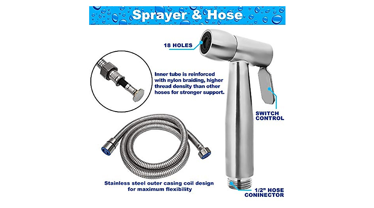 H.E Home Bidet Sprayer - Easy Install Leak-Proof Toilet Spray Kit
