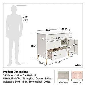 Little Seeds Valentina Asymmetrical Convertible Dresser, White/Taupe