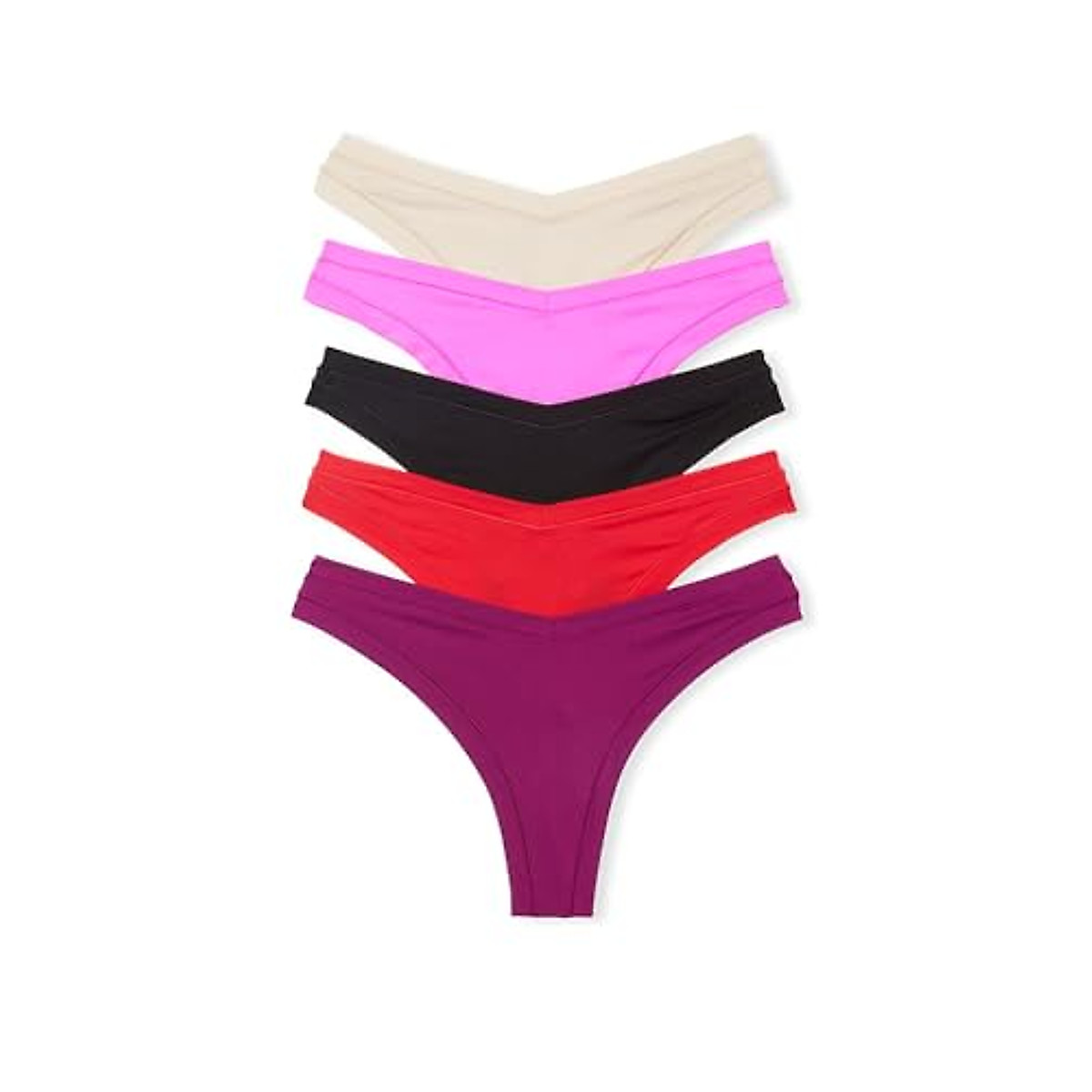 Victoria's Secret PINK Women's Cotton Stretch Thong Underwear, Panties for Women, Multicolored Basic, (XL)