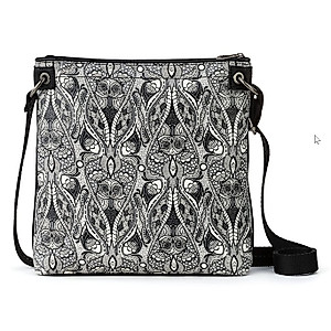 Sakroots Artist Circle Flat Crossbody, Black White Soulful Dove