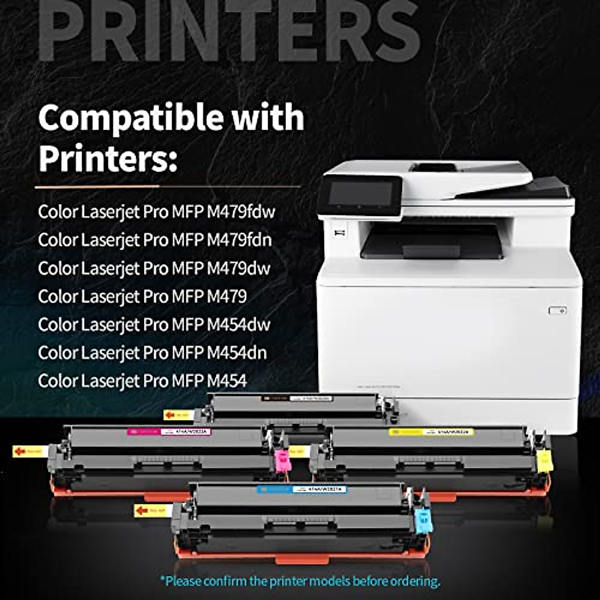 JINTUM Compatible HP 414A Toner Cartridge (No Chip) Replacement for HP W2020A W2021A W2022A W2023A for HP Color Pro MFP M479FDW M454DW M479FDN M454DN M479DW M480F (Black Cyan Yellow Magenta, 4-Pack)