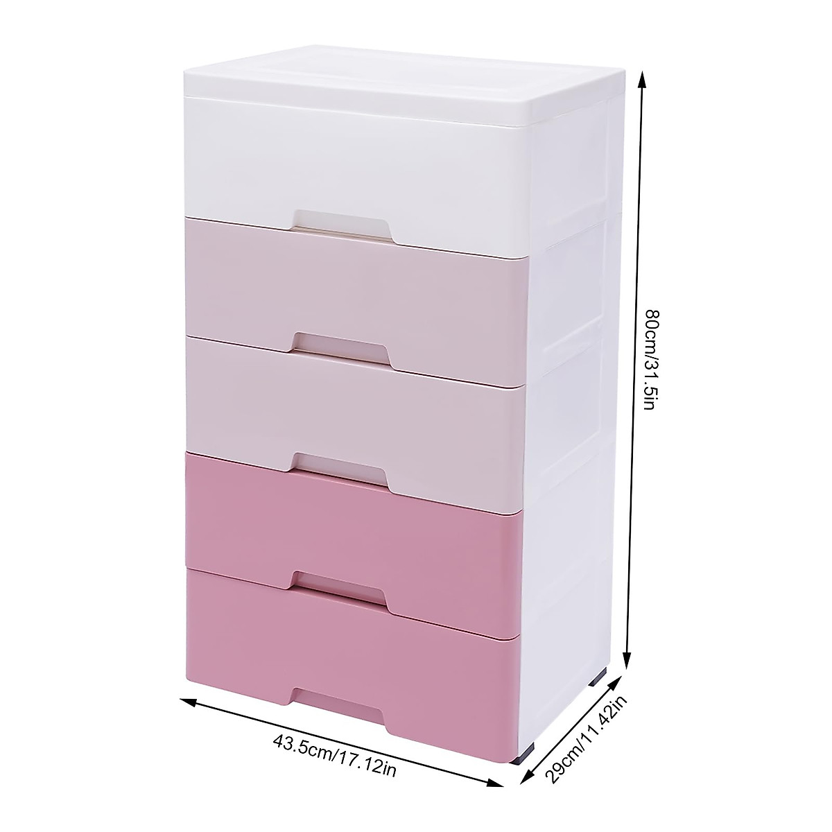 Xianikoho Storage Cabinet for Toy Organizers and Storage Bedroom Clothing Drawer Cabinet and Craft 5 Drawer Plastic Storage Canisters Sets with Shelving Units and Storage (Gradient Pink)