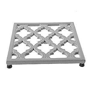 Square Cast Iron Trivet Gray Metal Trivets for Kitchen Dining, Hot Pot Holder Hot Pads for Table & Countertop - Heat Resistant Teapot Trivets