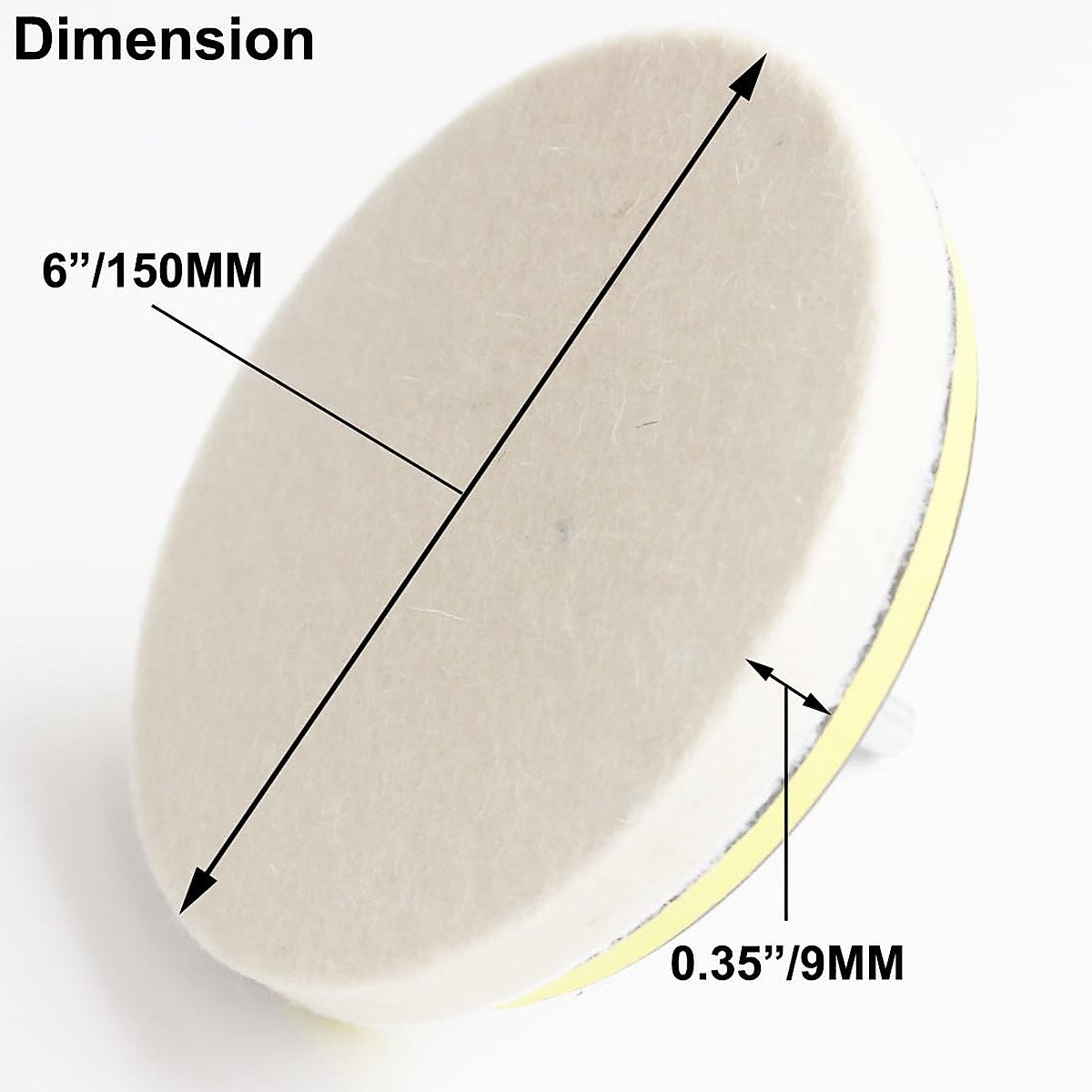 JUNLIXN 6" Wool Polishing Pads, 5pcs Wool Felt Polishing Pad Buffing Wheels Flocking Hook & Loop Back for Random Orbital Sander