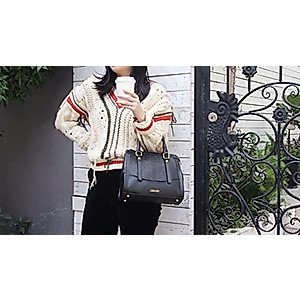 Real Leather Handbag, Genuine Leather Tote Shoulder Bag, Crossbody Purse, Designer for Women (Black)