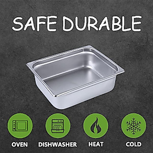 STEELBUS 6 Pack 1/2 Size,4 Inches Deep Steam Table Pan,Anti-Jam Standard GN Hotel Pans,NSF Commercial Stainless Steel Chafing Pans,Catering Storage Metal Food Pans for Restaurant, hotel & home