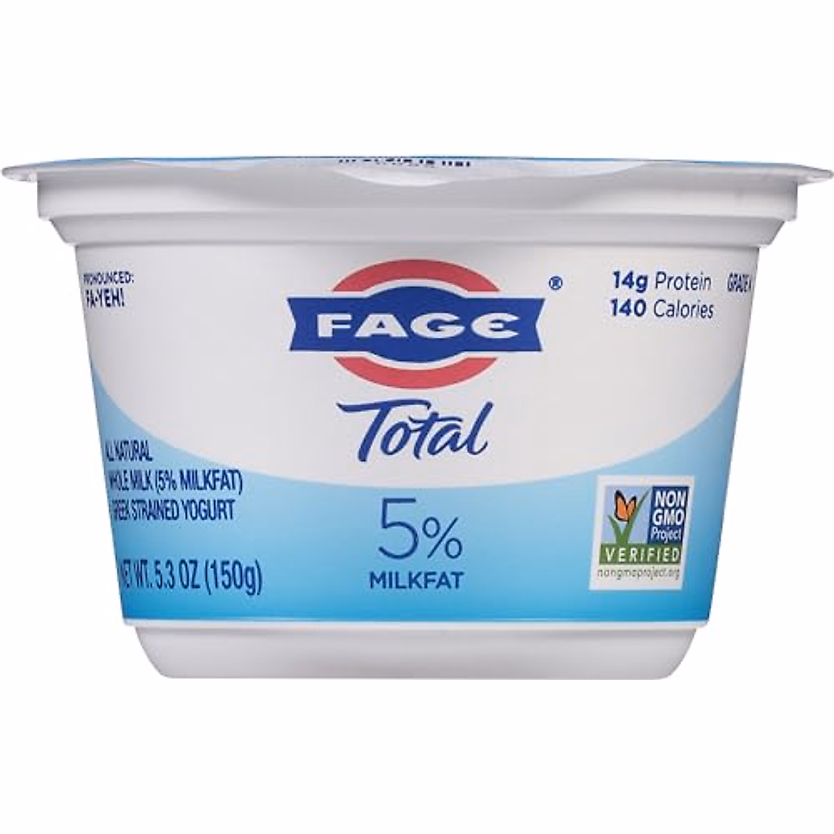FAGE Total Greek Yogurt, 5% Whole Milk, Plain, 5.3 oz
