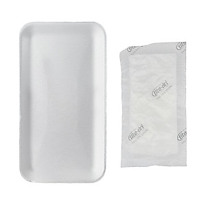 Bits N Things White Foam Trays with Absorbent Pads, Disposable Standard Supermarket Meat Poultry Frozen Food Trays - Pack of 20