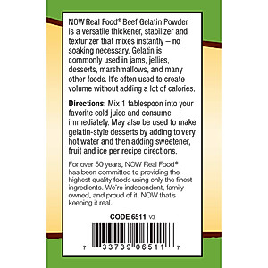 NOW Foods, Beef Gelatin Powder, Natural Thickening Agent, Source of Protein, 4-Pound