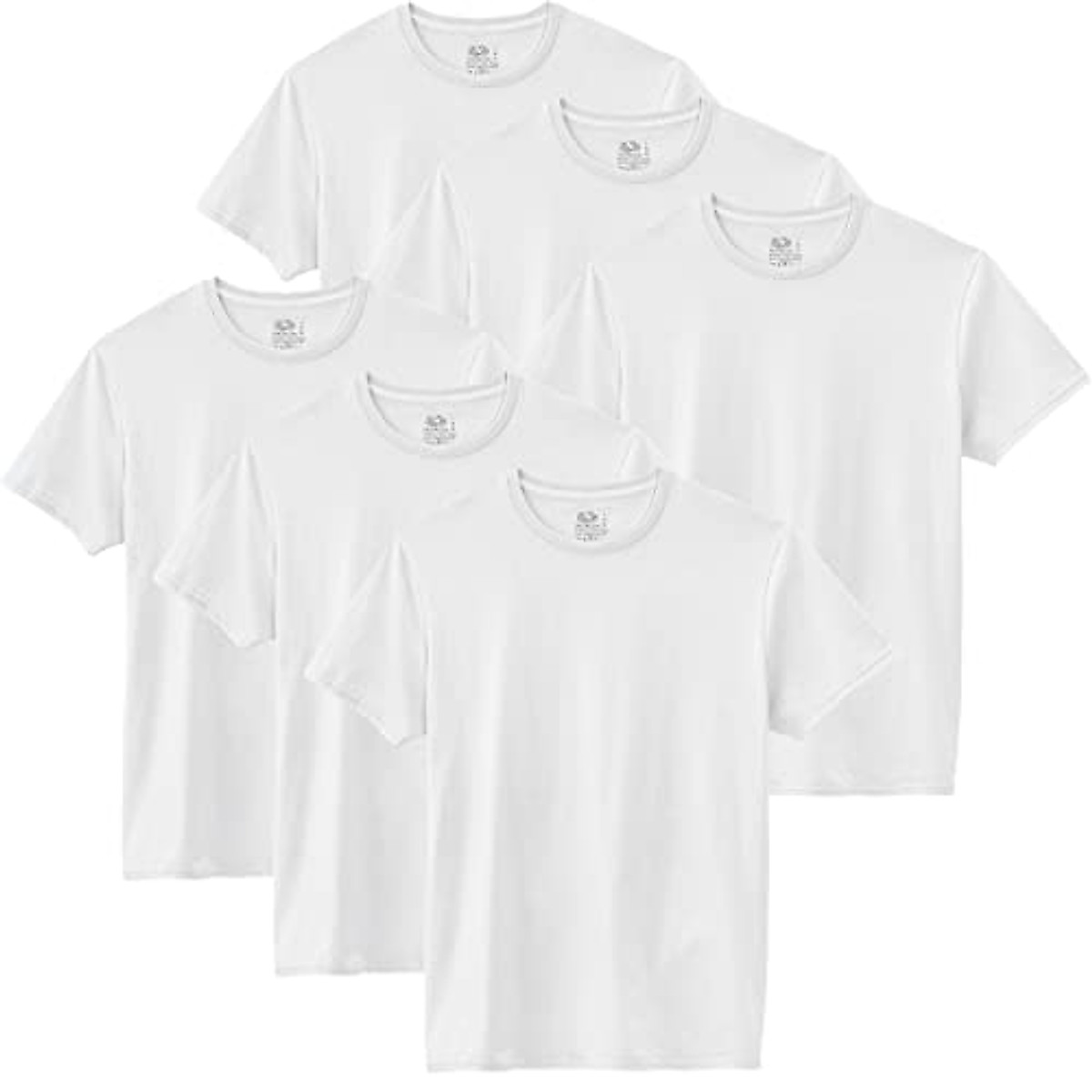 Fruit of the Loom Men's Stay Tucked Crew T-Shirt - X-Large - White (Pack of 6)