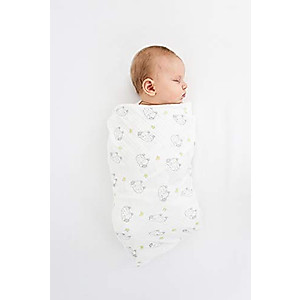 SwaddleDesigns Cotton Muslin Swaddle Blanket, Receiving Blanket for Boys & Girls, Best Shower Gift, 46x46 inches, Little Lambs, Sterling
