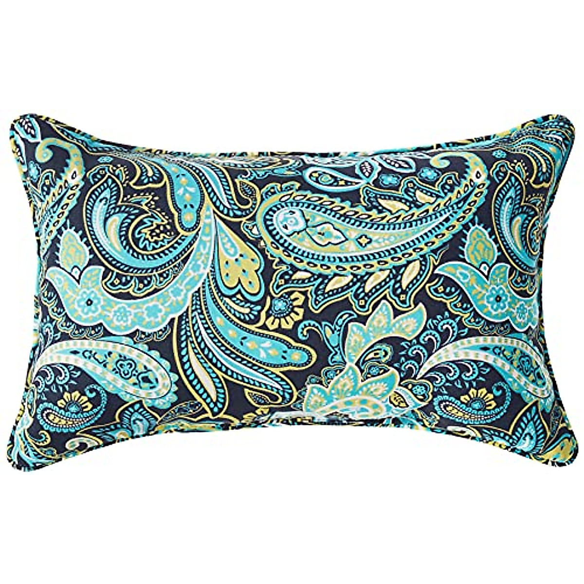 Pillow Perfect Paisley Outdoor/Indoor Lumbar Pillow Plush Fill, Weather, and Fade Resistant, Lumbar - 11.5" x 18.5", Blue/Green Pretty, 2 Count