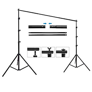 HYJ-INC 10ft x 8.5ft Adjustable Photography Backdrop Support System Photo Video Studio Muslin Background Stand Kit with Carry Bag
