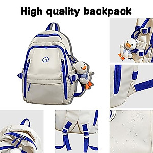 ZUMLED Kawaii Backpack with Cute Accessories Lightweight Bookbags Laptop Bag Waterproof Casual Travel Daypacks (Black)