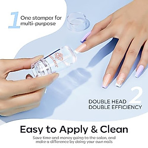 modelones French Tip Nail Stamp - 6Pcs Silicone French Nail Stamper Double Head French Tip Nail Tool for French Nail with Scrapers & Silicone Nail Stamper Kit DIY French Manicure Kit at Home