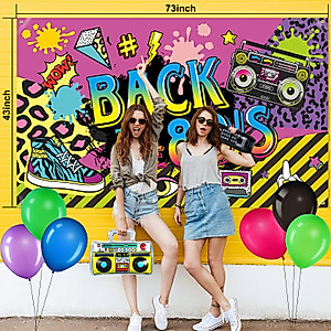 Xuhal 80's Party Decorations Back to the 80s Party Backdrop Banner with Inflatable Radio Boombox and Mobile Phone Latex Balloons for 80s Hip Hop Themed Birthday Photo Booth Background Party Supplies