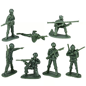 Zugar Land Classic US Army Men (36 Pieces) 2". Plastic. Green Toy Soldiers. Free Standing Designs. Great Party Favor Goodie Bag Filler. (1 Pack of 36 Army Men)