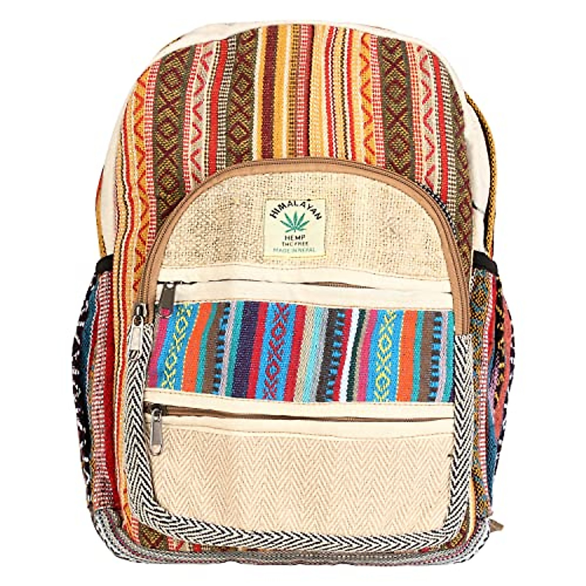Cotton and hemp backpack, 13" himalayan hemp backpack, hiking backpack, fair trade bag, free spirit bag, hippie bag, nepali bag, boho bag