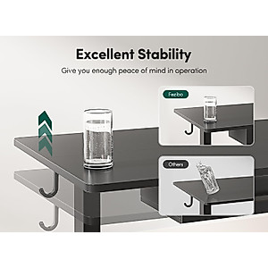 FEZIBO Adjustable Height Electric Standing Desk with Double Drawer, 48 x 24 Inches Stand Up Home Office Desk with Splice Tabletop, Black Frame/Black Top