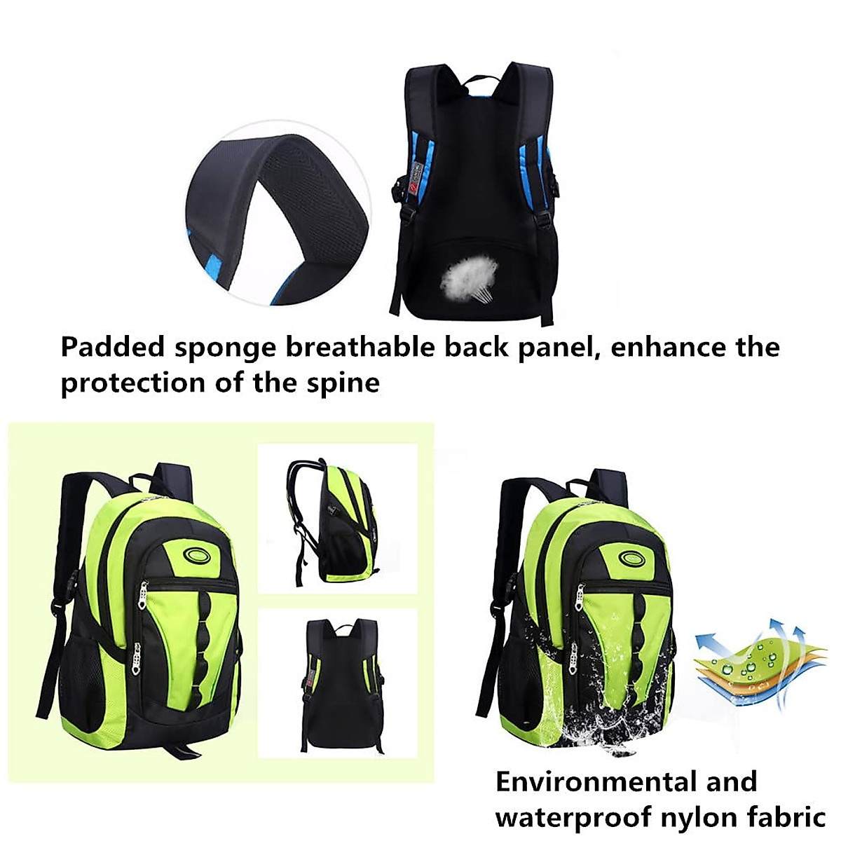 Casual Daypack Book Bags Waterproof School Bag Travel Knapsack Bags for High School Teens Elementary Backpack