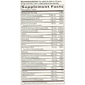 Alpha Betic Once Daily Multivitamin for Diabetics, Gluten Free, Sugar Free, Extended Energy Dietary Supplement, 30 Tablets (3 Pack)3