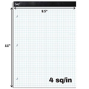 Mr. Pen- Graph Paper, Grid Paper Pad, 4x4 (4 Squares per inch), 8.5"x11", 55 Sheets, 3-Hole Punched, Grid Paper, Graph Paper Pad, Graphing Paper, Computation Pads, Drafting Paper, Blueprint Paper