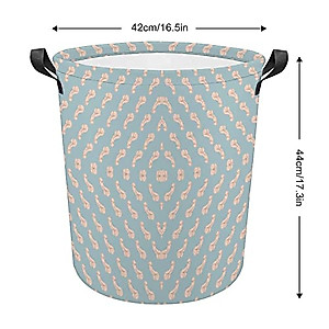 Repeating Penis Pattern Laundry Hamper Round Canvas Fabric Baskets with Handles Waterproof Collapsible Washing Bin Clothes Bag