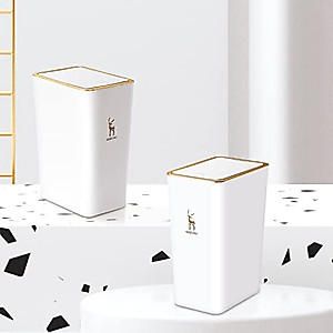 funest 2 Packs Bathroom Trash Can with Lid, Dogproof Wastebasket with Press Type Lid, Plastic Kitchen Waste Bins, Bathroom Garbage Bin Set for Home/Office/Rv/Bedroom（2 Packs,3.4+2.3 Gallon）