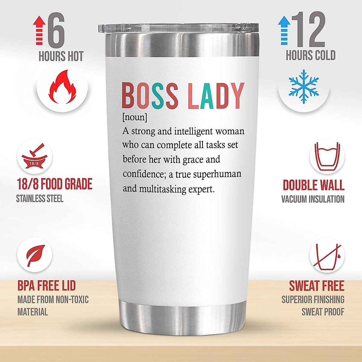 OASSIE Boss Lady Gifts For Women - Christmas, Birthday Gifts For Boss, Manager, Leader, Boss Gifts For Women, Appreciation Gifts Coworkers, Leader, Manager, Colleagues - 20 Oz Stainless Steel Tumbler