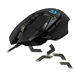 Logitech G502 Proteus Spectrum RGB Tunable Gaming Mouse, 12,000 DPI On-The-Fly DPI Shifting, Personalized Weight and Balance Tuning with (5) 3.6g Weights, 11 Programmable Buttons