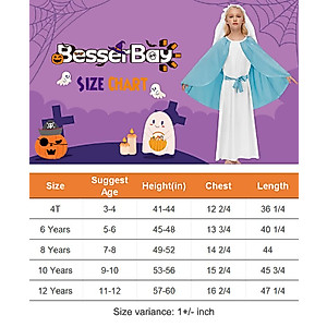 Halloween Child Girls Alice Outfit Puff Sleeve Casual Ruffle Trim Midi Dresses with Headband Blue 10 Years