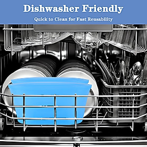 Ami.Todfo Reusable Food Storage Bag 100% Silicone Meal Prep Container Microwave Freezer and Dishwasher Safe Leak-free Bundle 8-Pack Bowls 8 Bag Set Sandwich Snack (Blue)