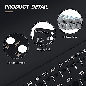 Weewooday Stainless Steel Drill Gauges for 1/16 Inch to 1/2 Inch Size Bits, 17/64-1/2 0.062-0.250 Bolt and Wire Diameter Index Gauge, 29-Hole Use for Accurate Measurement Equivalents(Black)