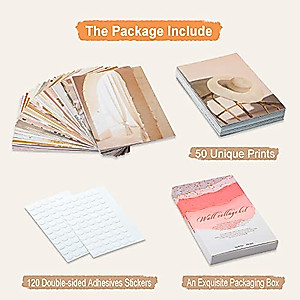 50 Pcs Boho Room Decor Aesthetic Pictures Wall Collage Kit, Photo Collection Collage Dorm Wall Decor for Teen Girls and Women, Double-Sided Art Print, Beige Green Posters Minimalist Wall Art Bedroom Decor