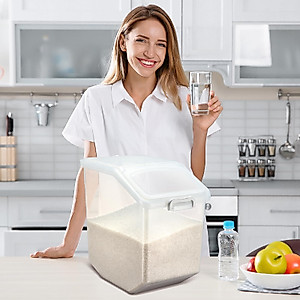 Funnymoom 40 Lbs Rice Storage Container Plastic Flour Rice Storage Bin Cereal Food Rice Holder with Lid Clear Rice Bin Large Rice Box for Kitchen Sugar Pantry Grain Dry Food Organization