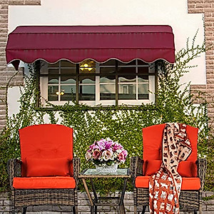 SENSWEET Wicker Rocking Chairs Set of 2, Rattan Patio Rocking Chairs, All-Weather Rocking Lawn Wicker Furniture for Porch Deck Garden Backyard(Red)