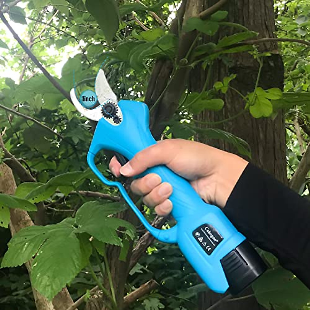 Cekegon 1 Inch Electric Pruner Shear with Long Reach Pruner, 2 x 2Ah batteries, 16.8V, Professional Cordless Electric Pruning Shears Secateurs