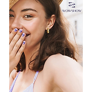 wowshow Chunky Gold Hoop Earrings, Small Gold Hoop Earrings for Women 14K Real Gold Plated 20mm Thick Open Hoops Lightweight