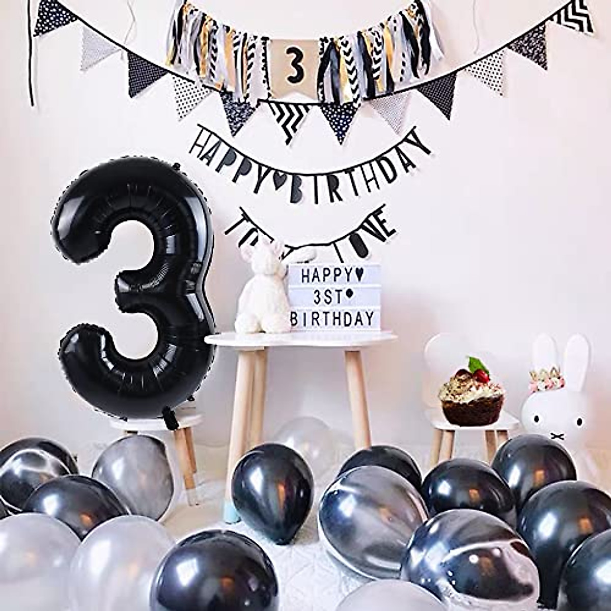 40 Inch Black Large Numbers Balloons0-9,Number 2 Digit Helium Balloons,Foil Mylar Big Number Balloons for Birthday Party Supplies Decorations