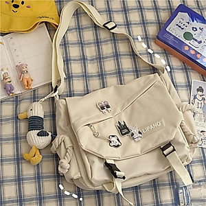 Loizziuy Y2k Crossbody Bag Backpack Kawaii Large Capacity Aesthetic Backpack Cute Casual Travel Mochilas Daypacks (1015 white)