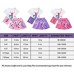 D.O.T 3pcs Tic Toc Girl Skirt Sets T Shirt Top Bowknot Skirt with Bag Outfits (Pink, 2-3T)