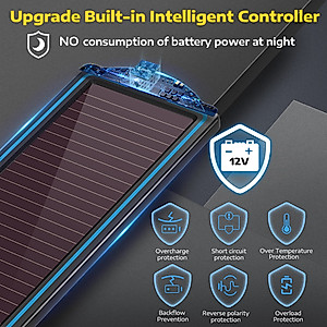 SUNAPEX 12V Solar Trickle Charger Portable Power Solar Panel Solar Battery Charger 12 Volt Waterproof Solar Battery Maintainer for Car Truck Boat RV Motorcycle Marine Trailer Battery