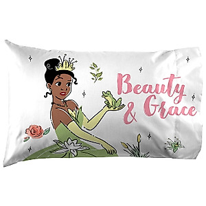 Jay Franco Disney The Princess and The Frog Beauty & Grace Twin Size Sheet Set - 3 Piece Set Super Soft and Cozy Kid’s Bedding Featuring Tiana - Fade Resistant Microfiber Sheets