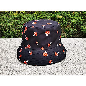 Mushroom Bucket Hat Packable Unisex Fisherman Cap Summer Travel Beach Sun Hat for Teen Girls Women