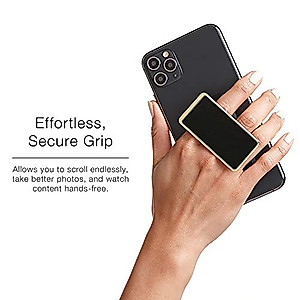 HANDL New York HANDLstick Black and Gold Professional Leather Collection Grip and Stand for Smartphone