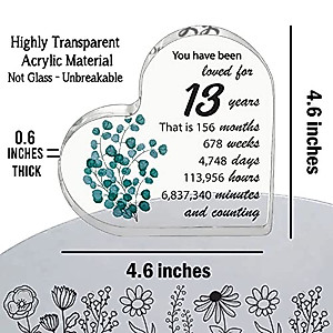 13rd Birthday Gifts 13rd Birthday Decorations for 13 Years Old Girls Boys Happy Birthday Gifts for Daughter Granddaughter Sister Acrylic Heart Keepsake, 13 Years Anniversary Keepsake Gifts