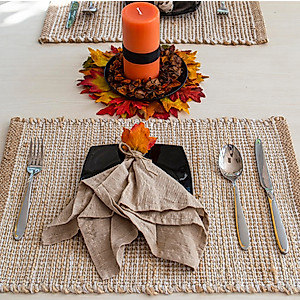 Chardin home | Natural Jute Placemats Set of 4 | 13x19 Inch. Rustic Farmhouse Place mats | Table mats Colors - Natural Jute and Ivory