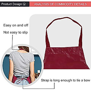 PU Kitchen Oil and Waterproof Aprons for Women with Pocket,Cooking,Red