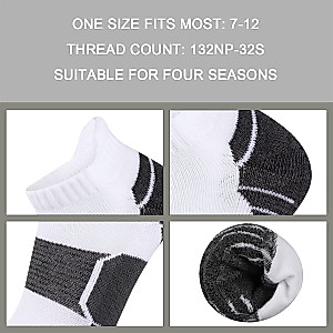 COOVAN Mens Socks Ankle Cushion Athletic Elastic Arch Support Running Tab Socks 6 Pairs