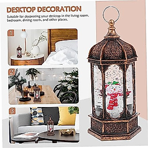 DOITOOL 1pc Hexagon Lamp Lantern Snow Globes for Christmas Snow Globes Portable Lantern Micro Landscape LED Night Light Festival Gift Christmas Ornament Small LED Ornament Shine